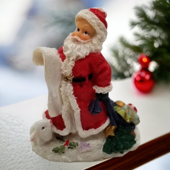 Enesco | Holiday | Enesco Santa Holding His List With Bunny Presents ...